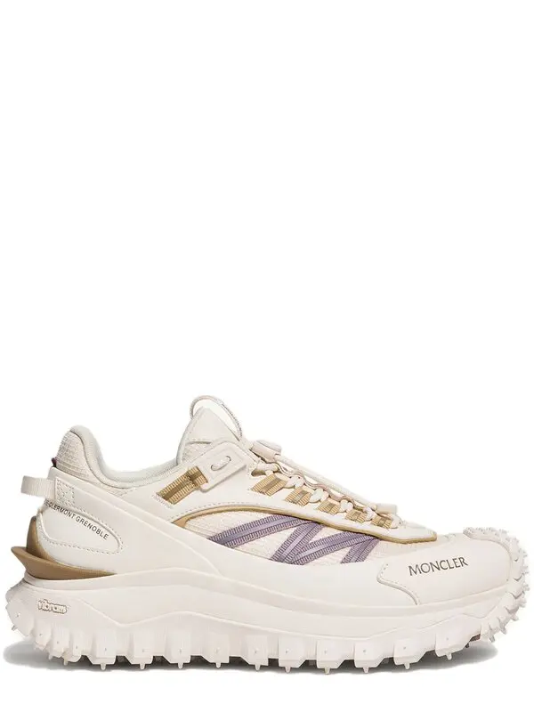 Moncler Mesh Lined Sneaker With Lace-up Closure And Tpu Spoiler - Bianco
