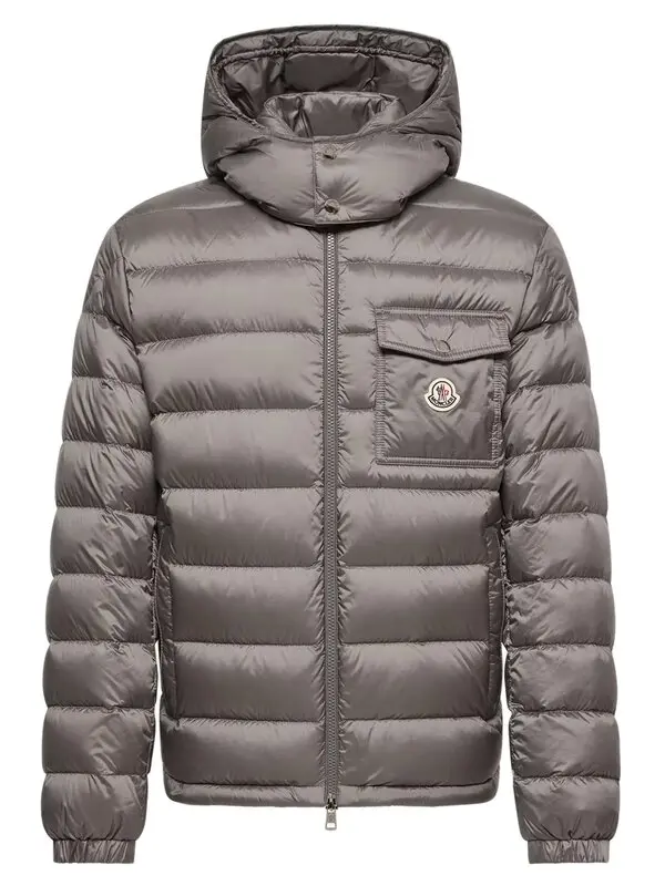 Moncler Nylon Quilted Down Jacket With Detachable Hood - Grigio