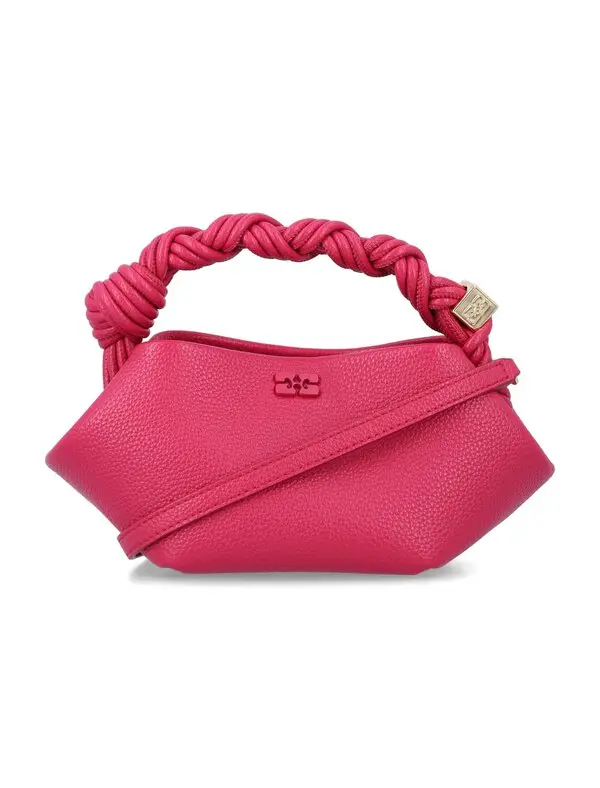 GANNI Mini Grained Handbag With Braided Handle - Persian Red