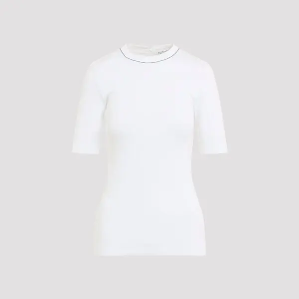 Brunello Cucinelli Ribbed Cotton T-shirt With Stretch