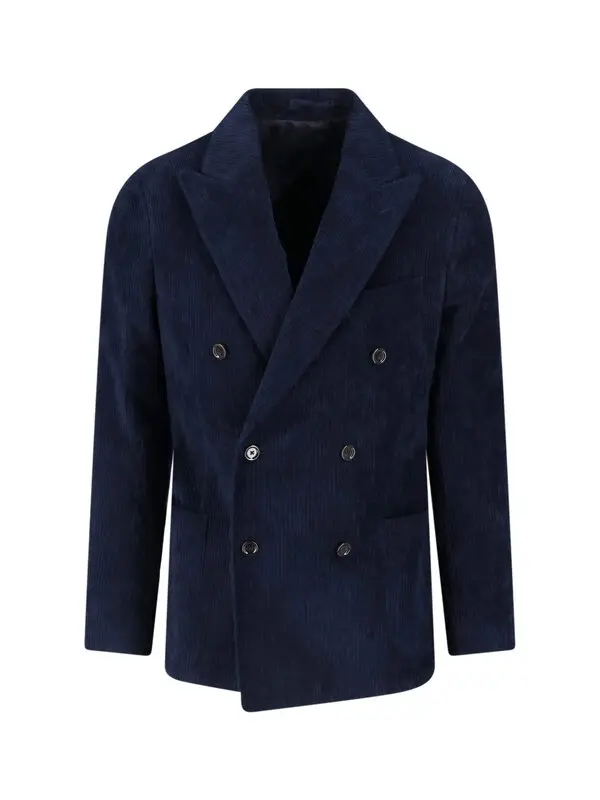 LARDINI Tailored Notch Lapel Cotton Jacket - Blue