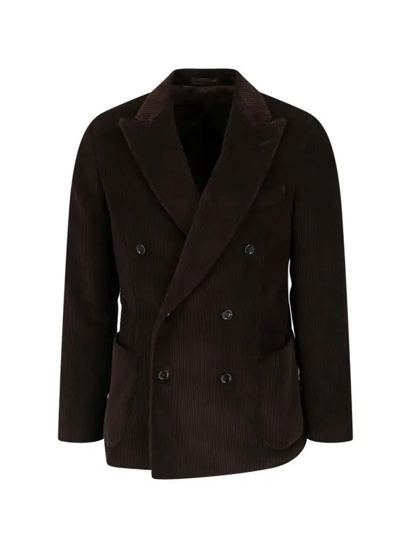 LARDINI Tailored Notch Lapel Cotton Jacket - Brown