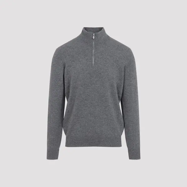 Brunello Cucinelli Cashmere Half-zip Pullover Sweater - Grey