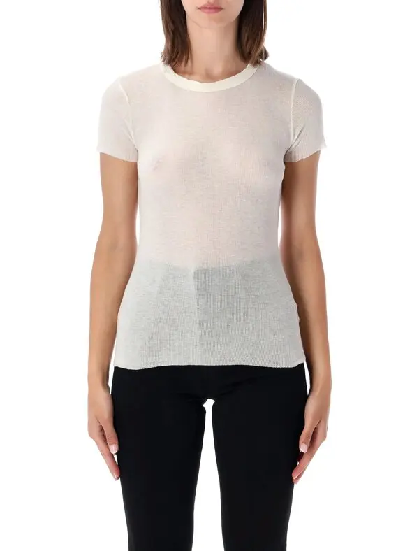 JAMES PERSE Ribbed Slim-fit Crew Neck T-shirt - Bianco