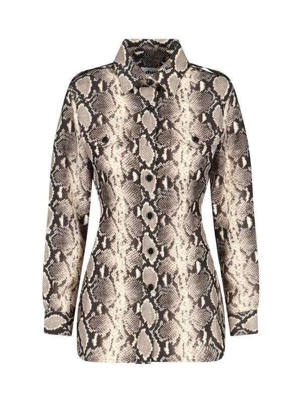 DURAN LANTINK Snake Print Long Sleeve Button-front Shirt - Multicolor
