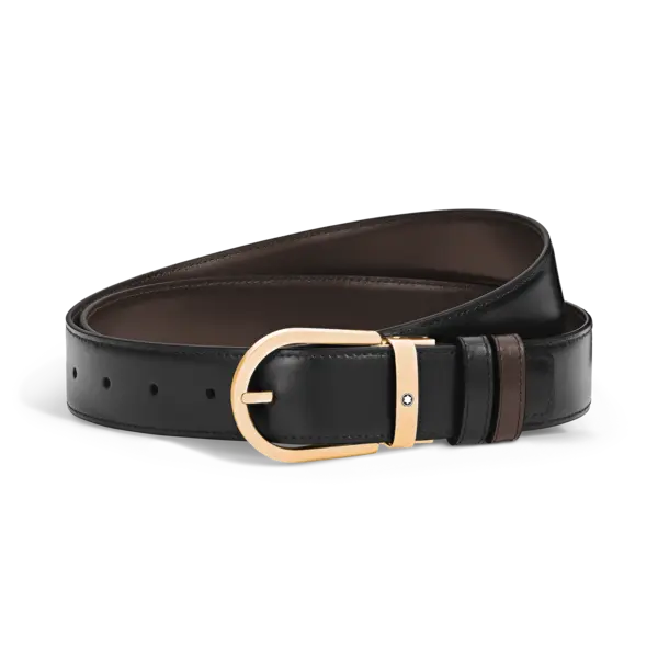 Montblanc Horseshoe 35 Mm Reversible Belt In Meisterstück - Black/ebony