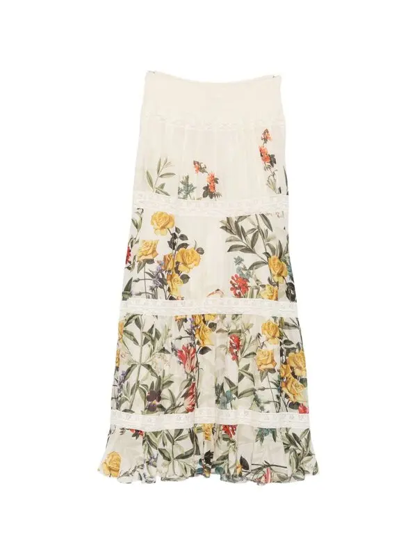 Alice + Olivia Stevie Printed Maxi Skirt - White