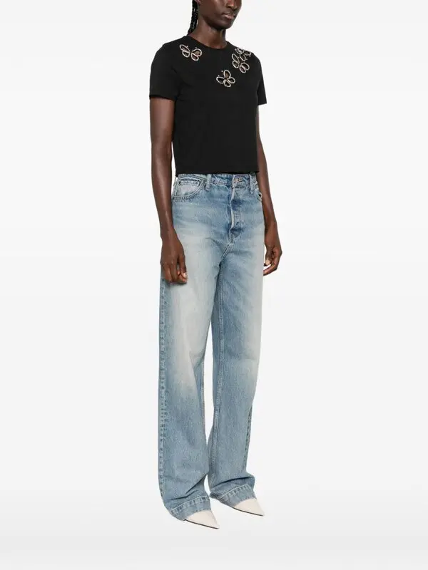 Alice + Olivia Cindy Embellished Cut-out T-shirt - Black