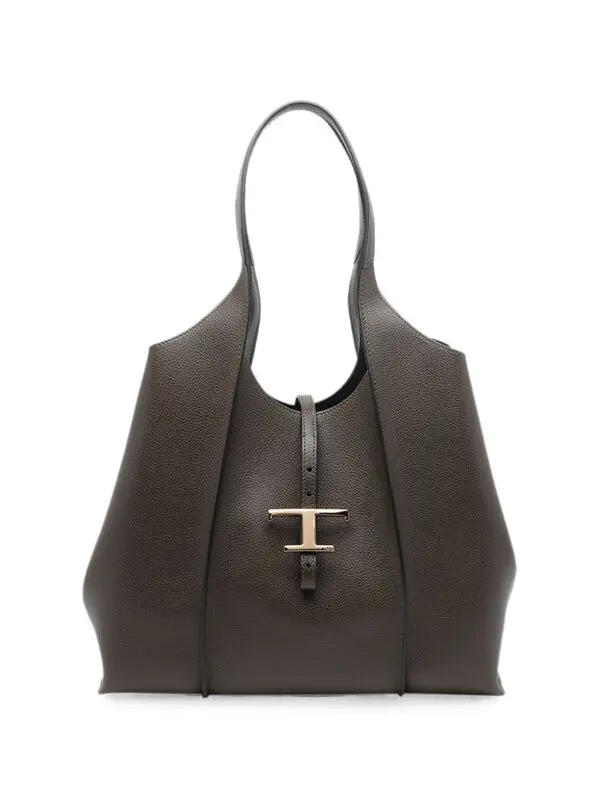 TOD'S T Timeless Medium Leather Tote Bag - Grey