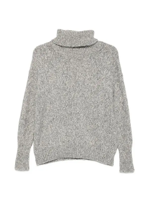 BASE Cotton And Wool Turtle-neck Sweater - Grey