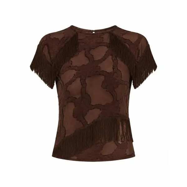 Carmen Says Floral Textured Fringe Top