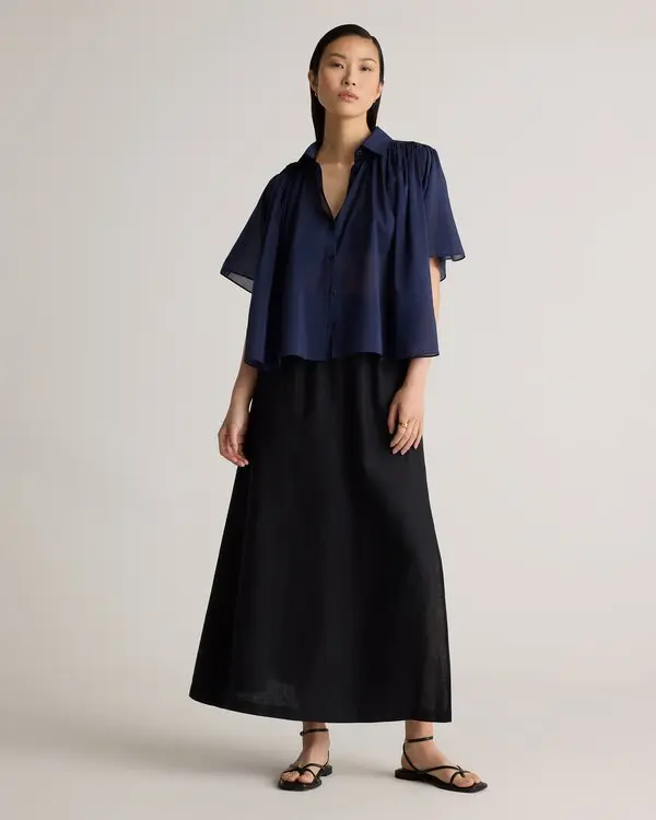 Quince Cotton-silk Voile Short Sleeve Blouse