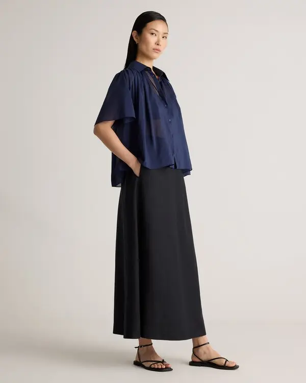 Quince Cotton-silk Voile Short Sleeve Blouse