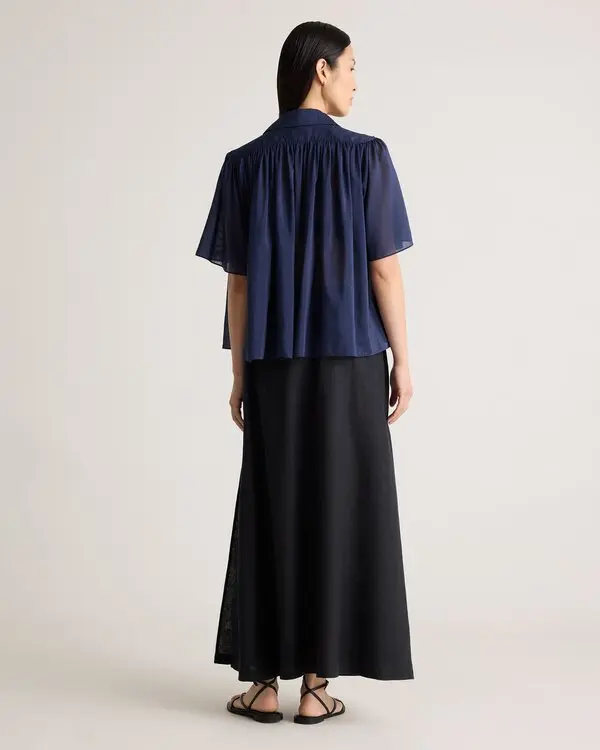 Quince Cotton-silk Voile Short Sleeve Blouse