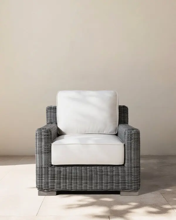 Quince Classic All-weather Wicker Outdoor Lounge Chair - Grey Weave