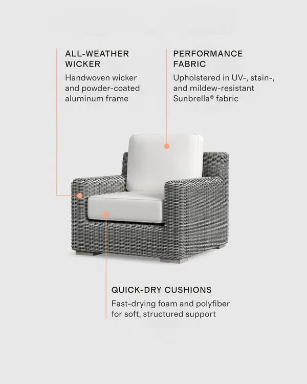 Quince Classic All-weather Wicker Outdoor Lounge Chair - Grey Weave