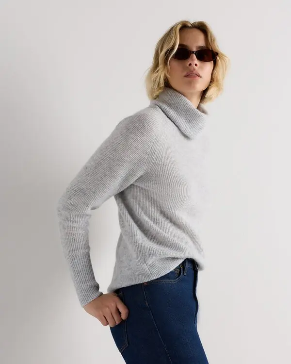 Quince Lightweight Baby Alpaca Turtleneck Sweater - Mist Grey