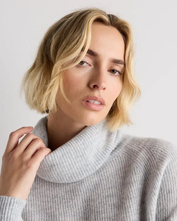 Quince Lightweight Baby Alpaca Turtleneck Sweater - Mist Grey