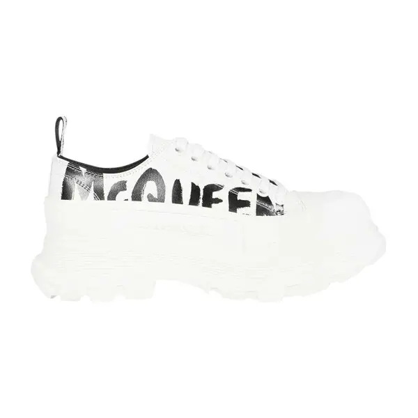 Alexander McQueen Tread Slick Lace-up 'graffiti Logo Black - White
