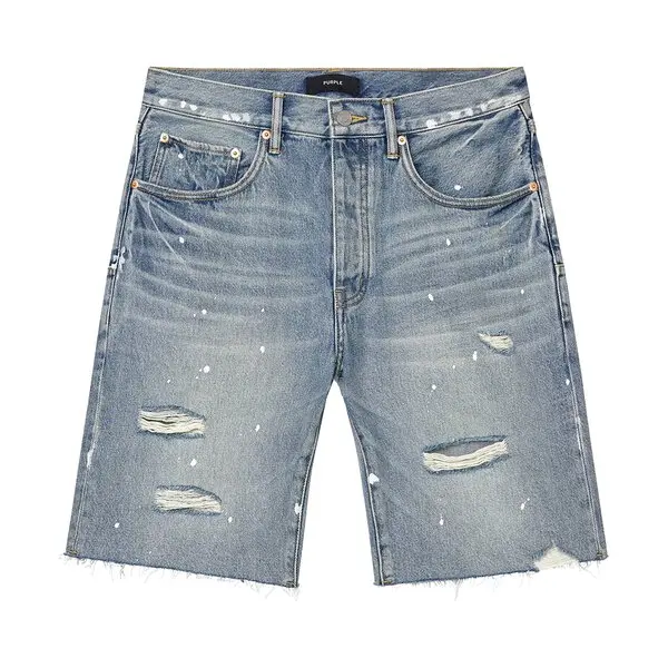 PURPLE BRAND P059 Painterly Rip Short 'light Indigo - Blue