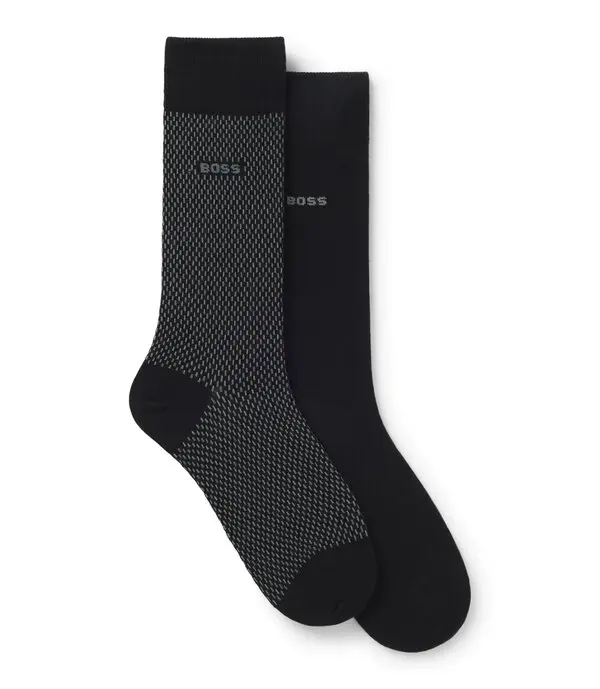 BOSS Two-pack Of Logo-detail Socks In A Regular Length - Dark Grey