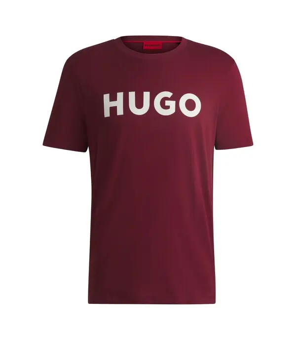 Hugo Cotton Jersey T-shirt With Logo Print - Dark Pink