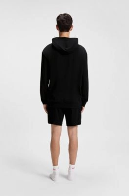 Hugo Relaxed-fit Hoodie In Stretch Cotton With Logo Print