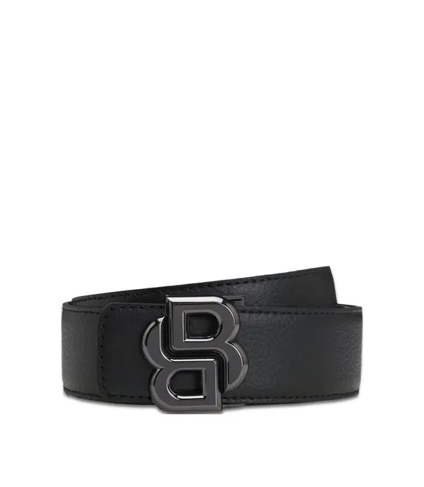 BOSS Reversible Italian Leather Belt With Double-b Monogram Buckle - Black