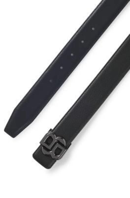 BOSS Reversible Italian Leather Belt With Double-b Monogram Buckle