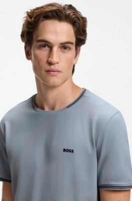 BOSS Stretch-cotton T-shirt With Stripes And Logo