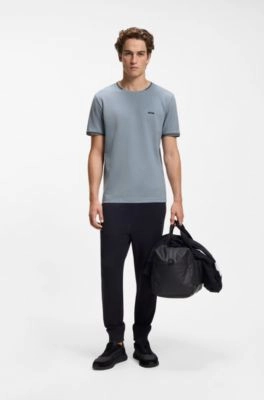 BOSS Stretch-cotton T-shirt With Stripes And Logo