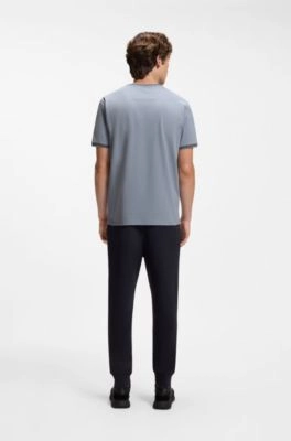 BOSS Stretch-cotton T-shirt With Stripes And Logo