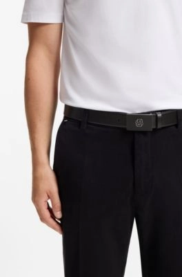 BOSS Double B Monogram Buckle Leather Belt