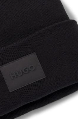 Hugo Cotton Beanie With Logo Label