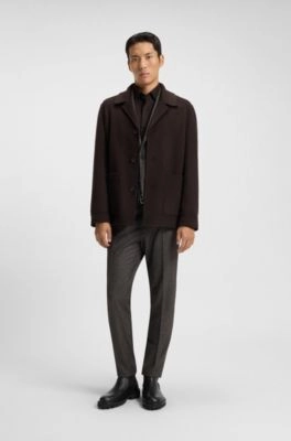 BOSS Grained Leather Boots With Elastic Side Panels
