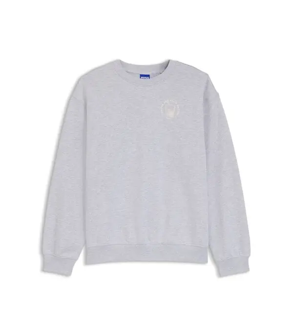 Hugo Relaxed-fit Sweatshirt In Cotton Terry With Graphic Prints - Light Grey