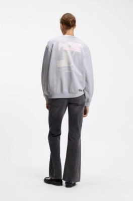 Hugo Crewneck Sweatshirt With Graphic Prints In Cotton Terry