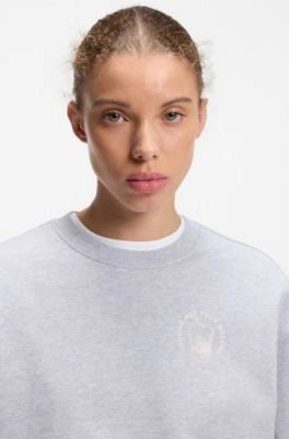 Hugo Crewneck Sweatshirt With Graphic Prints In Cotton Terry
