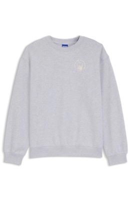 Hugo Crewneck Sweatshirt With Graphic Prints In Cotton Terry