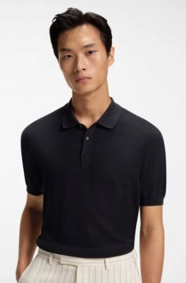 BOSS Regular-fit Knit Polo In Structured Fabric