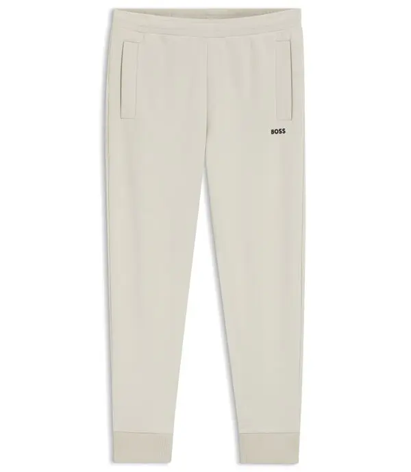 BOSS Cotton-blend Sweatpants With Embroidered Logo - Light Beige