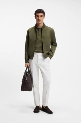 BOSS Mercerized-cotton Polo Shirt With Double B Monogram - Light Green