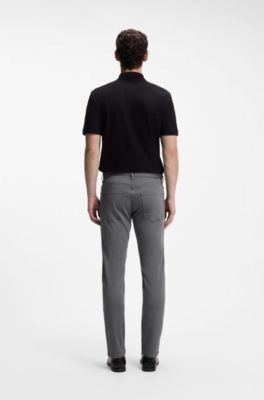 BOSS Delaware Slim-fit Trousers In Fade-resistant Stretch Twill - Dark Grey
