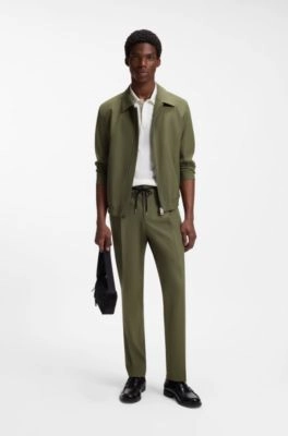 Hugo Slim-fit Wool-blend Poplin Jacket With Zip Closure