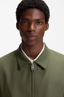 Hugo Slim-fit Wool-blend Poplin Jacket With Zip Closure