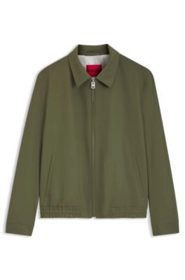 Hugo Slim-fit Wool-blend Poplin Jacket With Zip Closure