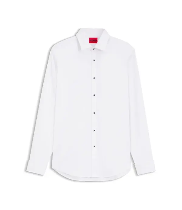 Hugo Slim-fit Shirt In Structured Cotton Poplin - White