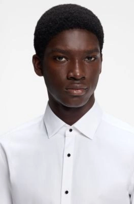 Hugo Slim-fit Shirt In Structured Cotton Poplin