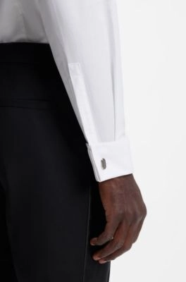 Hugo Slim-fit Shirt In Structured Cotton Poplin