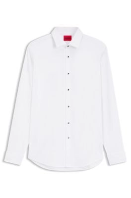 Hugo Slim-fit Shirt In Structured Cotton Poplin